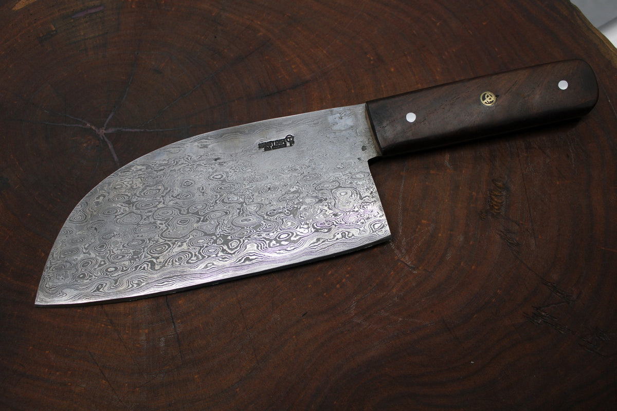 Walnut Damascus Cleaver